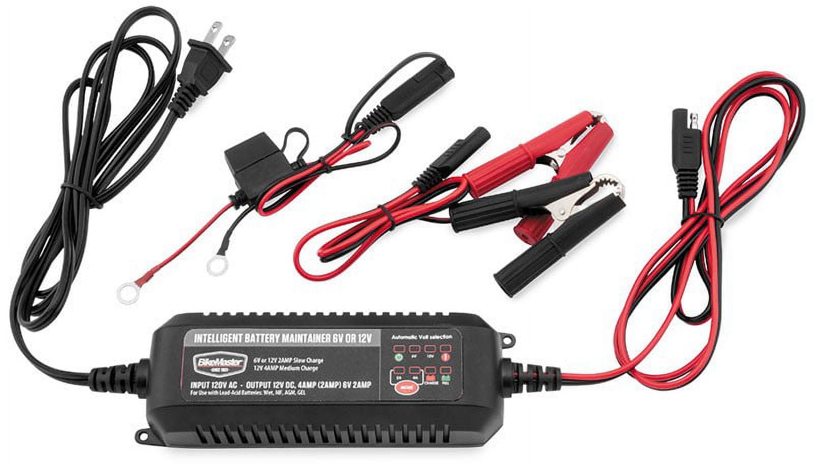 BikeMaster Intelligent Battery Charger/Maintainer 6-12 Volts 2-4 Amp ...