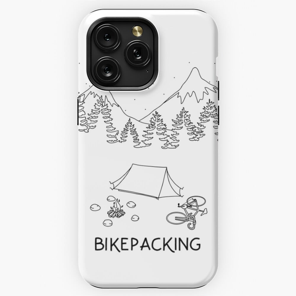 Bikepacking Dream Black Line Art Exploration iPhone Case 17 11 12 13 14 ...
