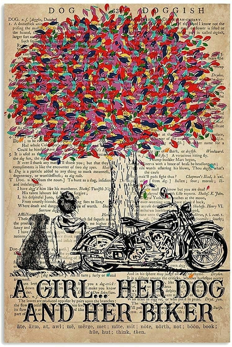 Biker A Girl Her Dog Art Kitchen Celebration Courtyard Restaurant Cafe ...