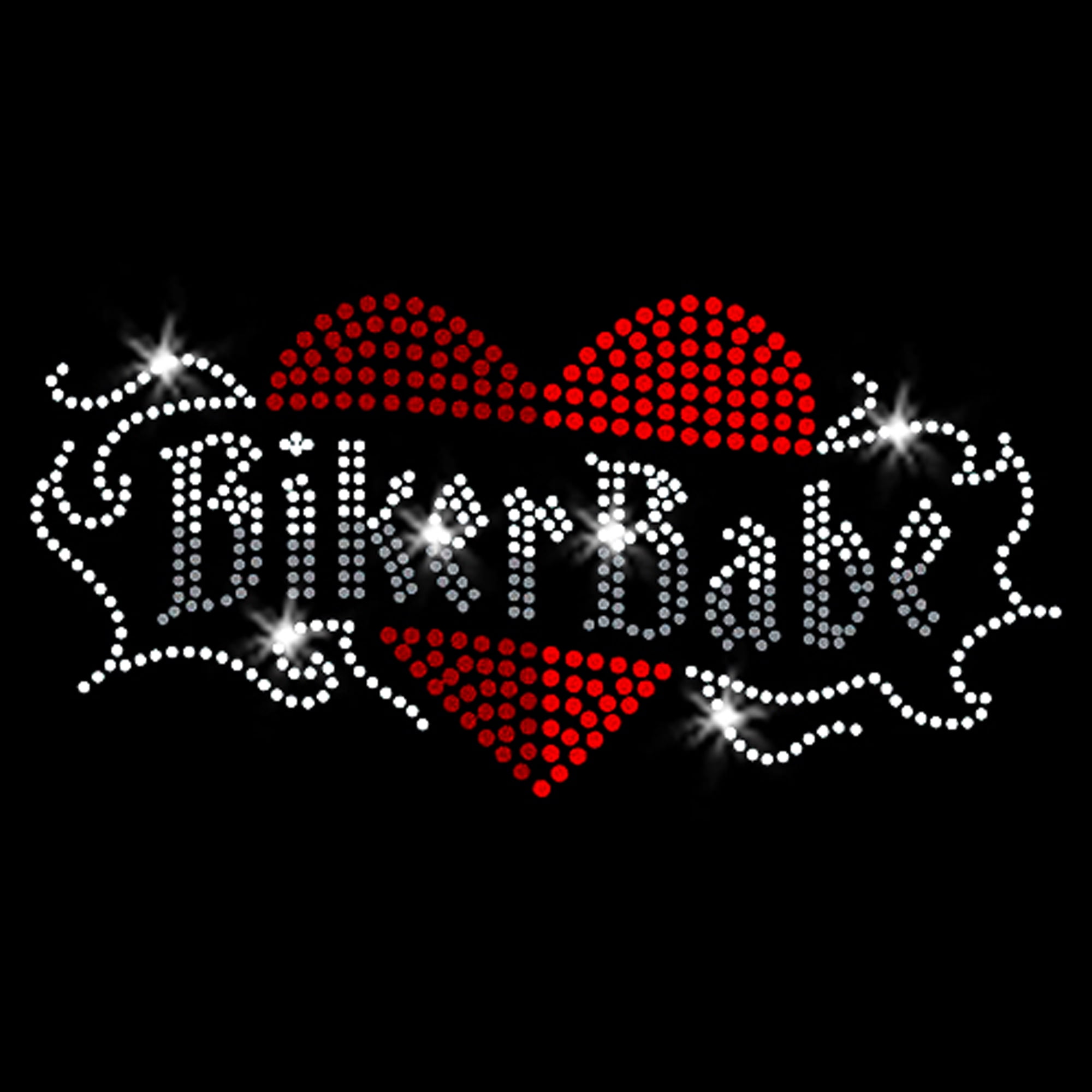 Biker Babe Motorcycle Tattoo Style Heart Sparkly Bling Iron-on Clear ...