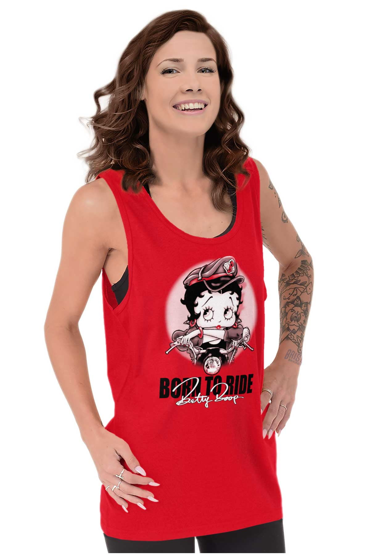 Biker Betty Boop Cartoon Born to Ride Tank Top Tee Shirt Women Brisco ...