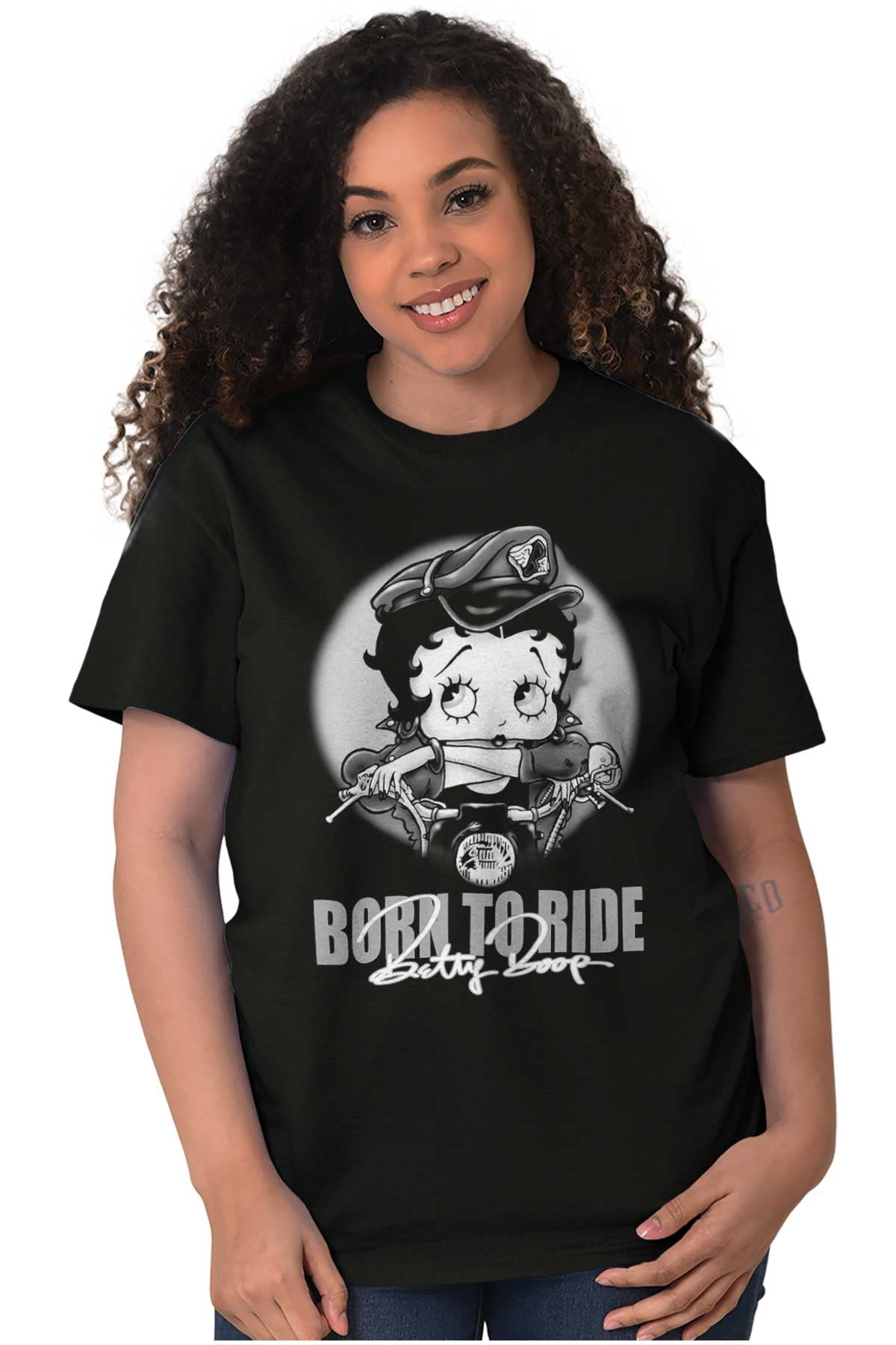 Biker Betty Boop Cartoon Born to Ride Women Plus Size Graphic Tee Tees ...