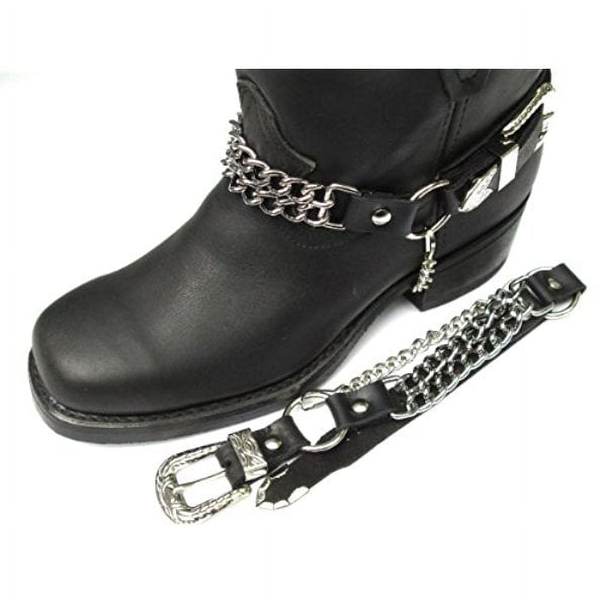 Biker Boots Boot Chains: Black Topgrain Cowhide Leather, 2 Steel Chains ...
