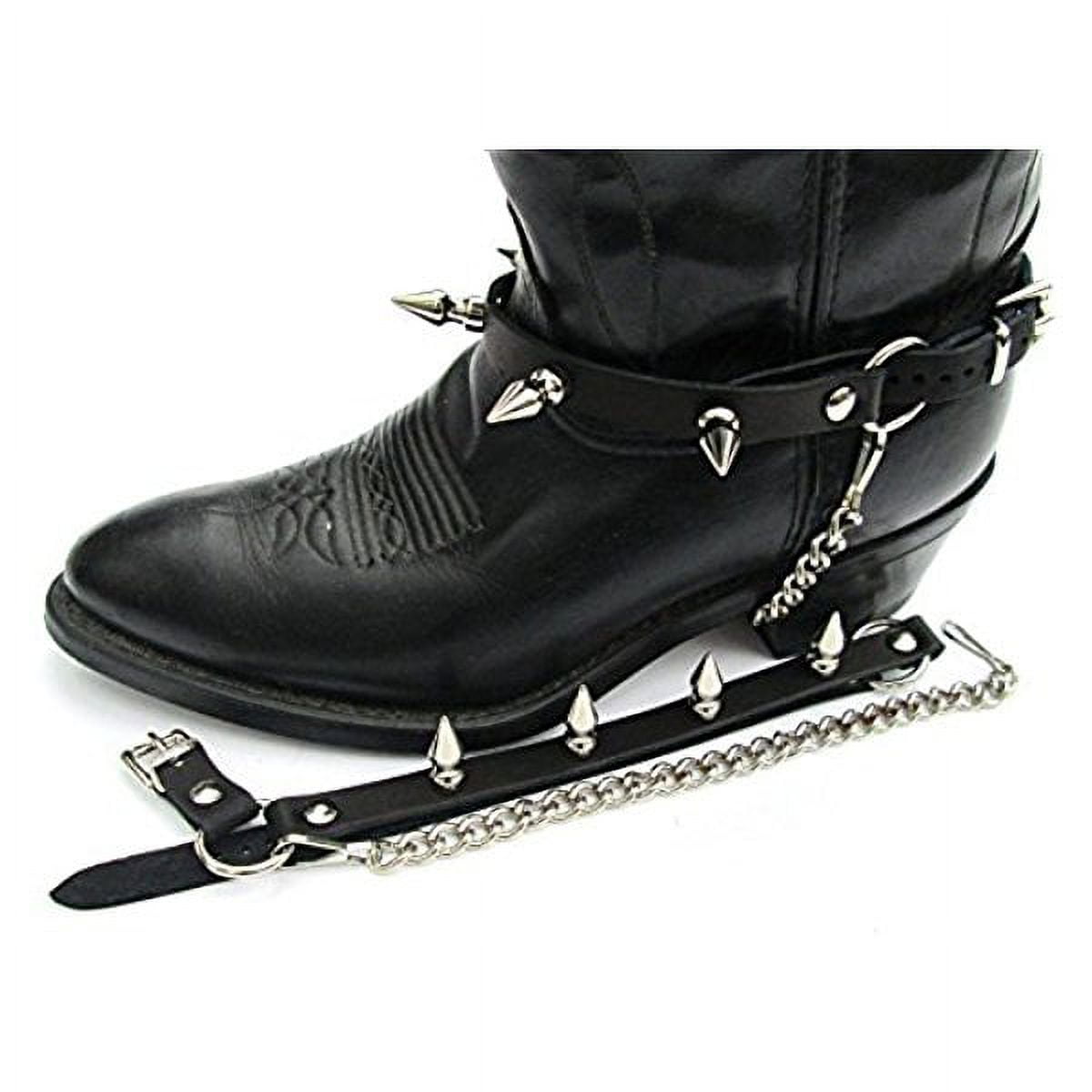 Biker Boots Boot Chains Black Topgrain Cowhide Leather with Big 1 ...