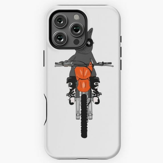 Biker Cat Funny Motorcycle Cartoon Art iPhone Case 17 16 15 14 13 12 11 ...