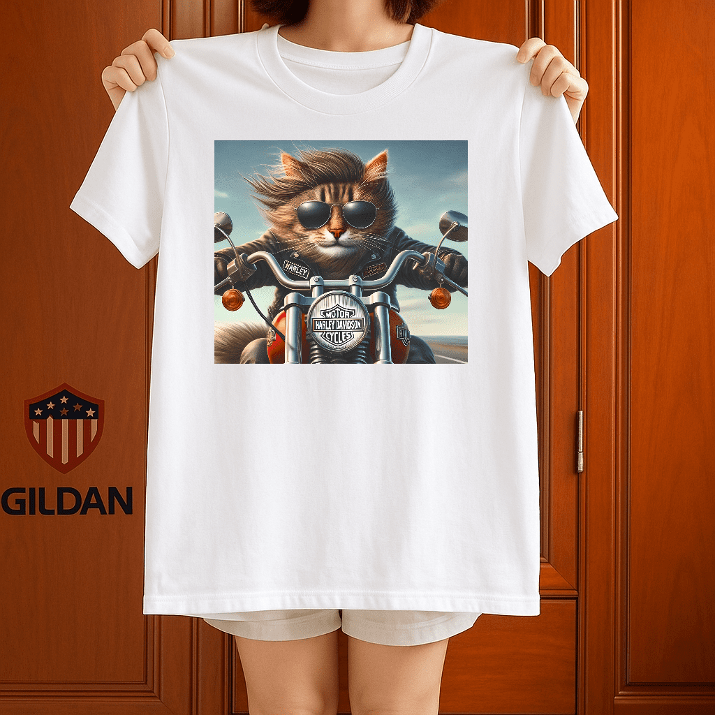 Biker Cat T Shirt Motorcycle Rider Pet Lover Funny Graphic Gift ...