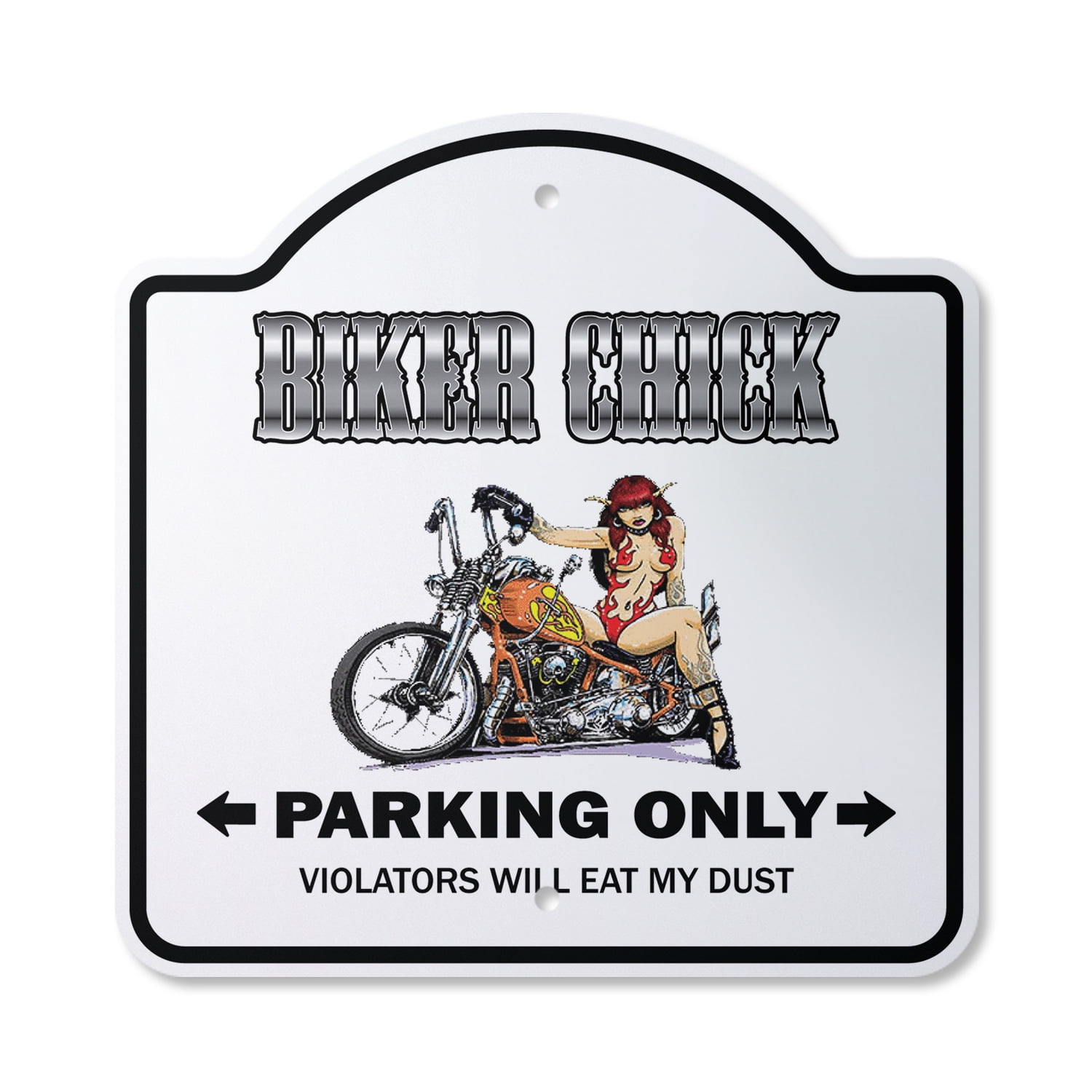 Biker Chick 10” x 10” Sign | Indoor/Outdoor Plastic | SignMission Designer Parking Motorcycle ...