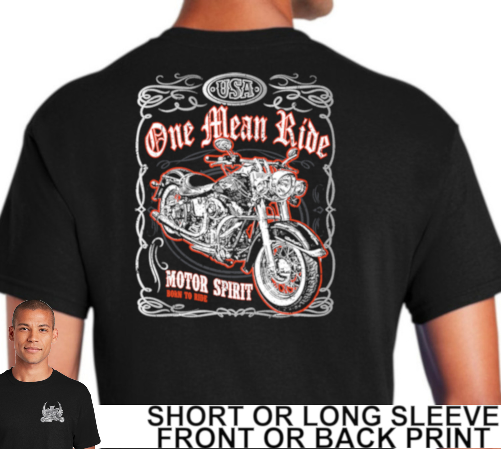 Biker Classic American Motorcycle One Mean Ride Born To Ride Men's T ...