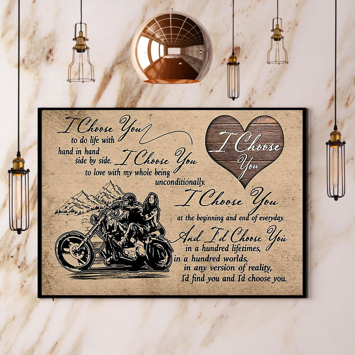 Biker Couple I Choose You To Do Life With Hand In Hand Paper Poster No ...