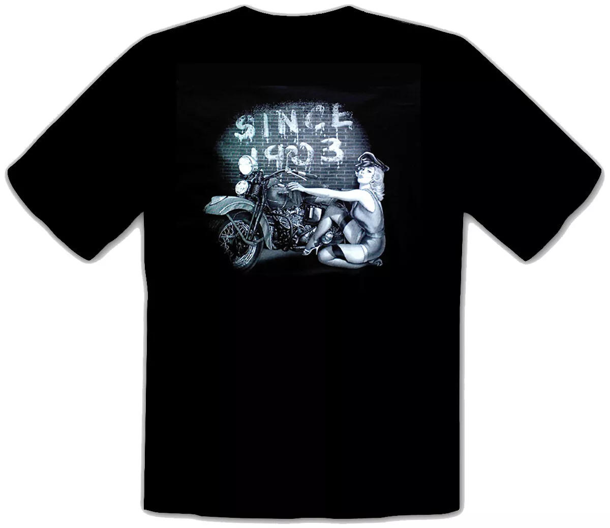 Biker Custom Motorcycle Rockabilly Harley Chopper Black T-Shirt -353 ...