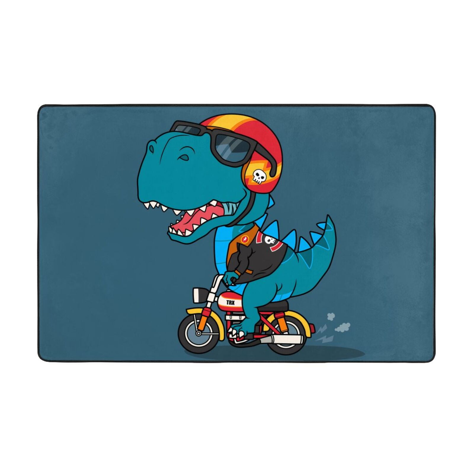 Biker Dinosaur Adventure Soft Indoor Outdoor Rug, Washable Rugs for ...