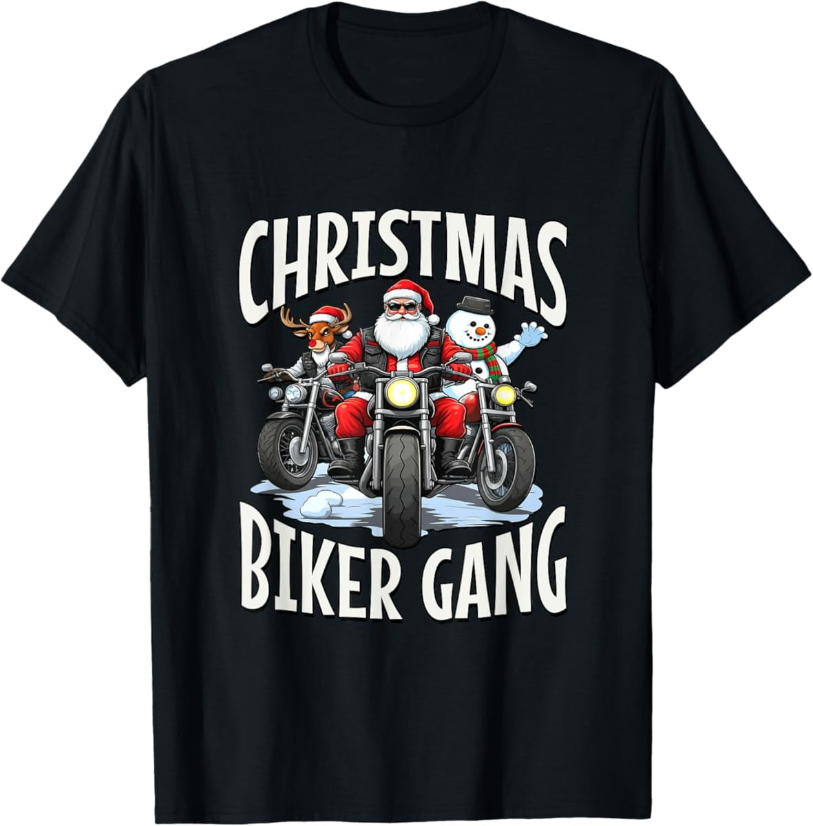 Biker Gang - Santa, Reindeer & Snowman Bikers T-Shirt - Walmart.com