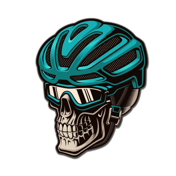 Biker Helmet Cycling - 7" Vinyl Sticker - For Car Laptop I-Pad ...