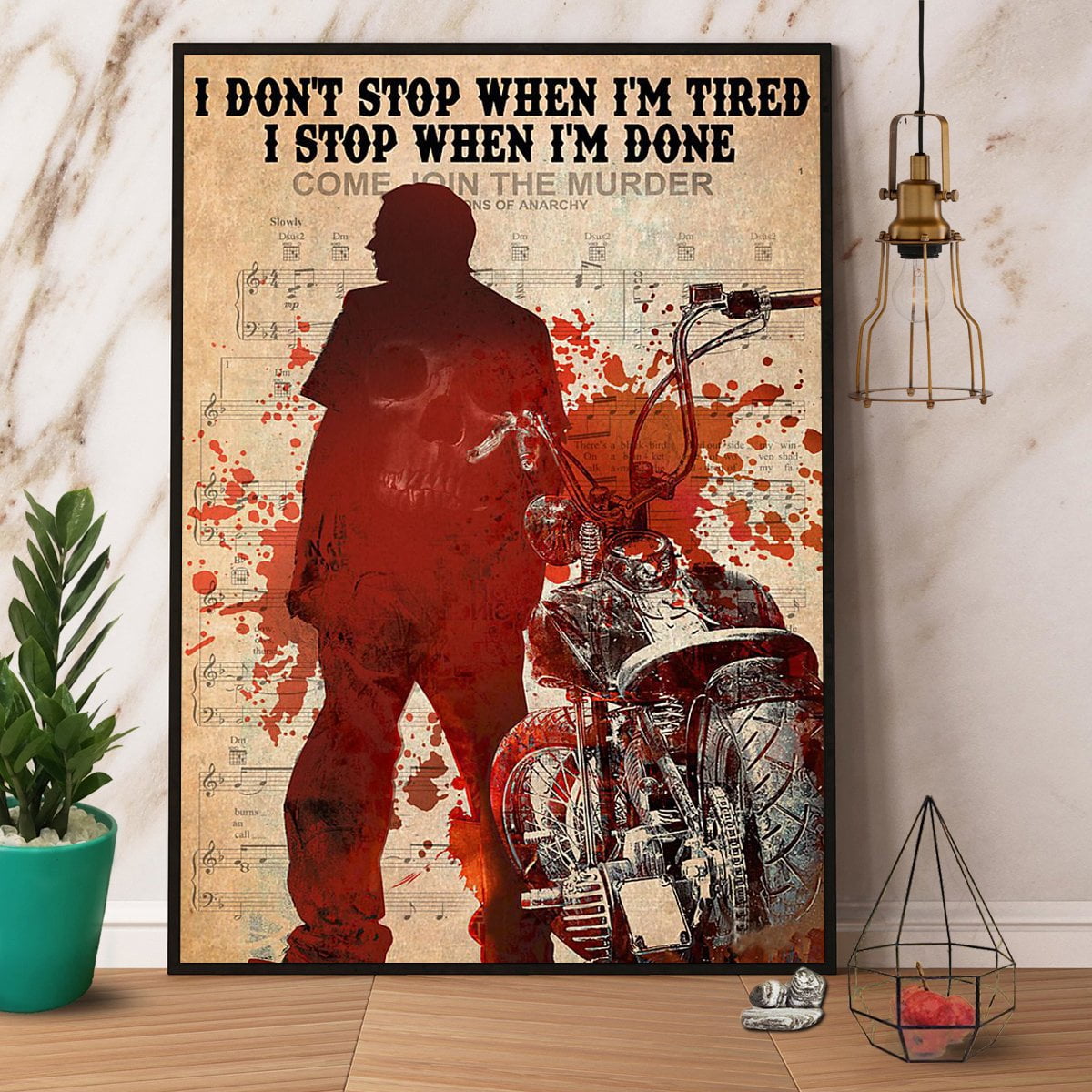 Biker I Stop When I'M Done Sheet Music Paper Poster No Frame Matte Wall ...