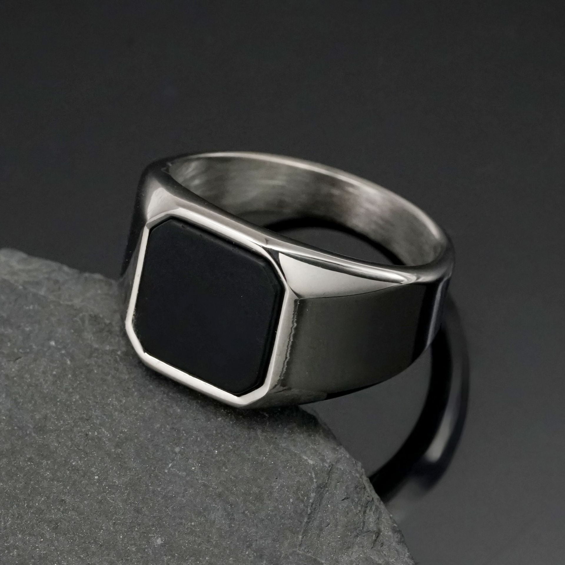 Biker Punk Style 14K Yellow Gold Rings for Men Width Signet Square ...