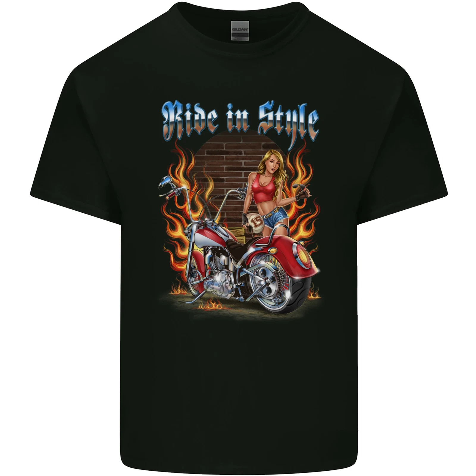 Biker Ride In Style Funny Chopper Motorcycle and Rider Graphic Unisex T ...