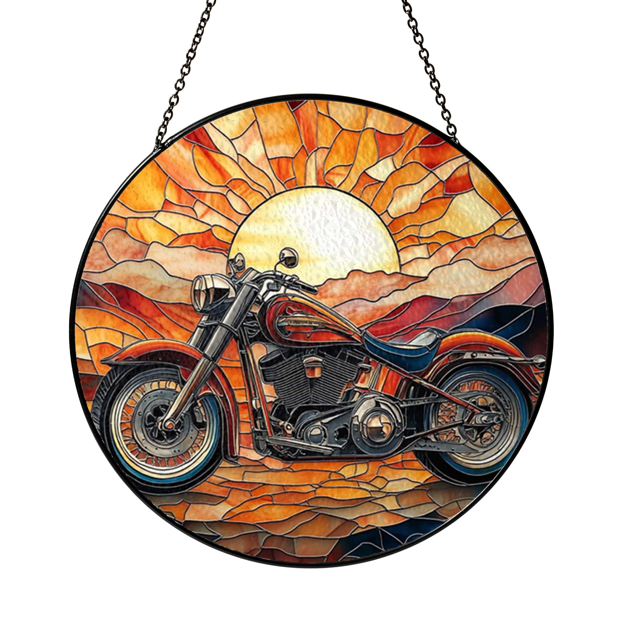 Biker Road Scene Window Hanging – Stained Glass Style Art - Walmart.com