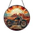 Biker Scene Glass Suncatcher for Window Decor, Open Road Light Catcher ...