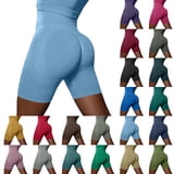 Biker Shorts With Pockets For Women High Waist Spandex Workout Yoga Running Athletic Peach ...