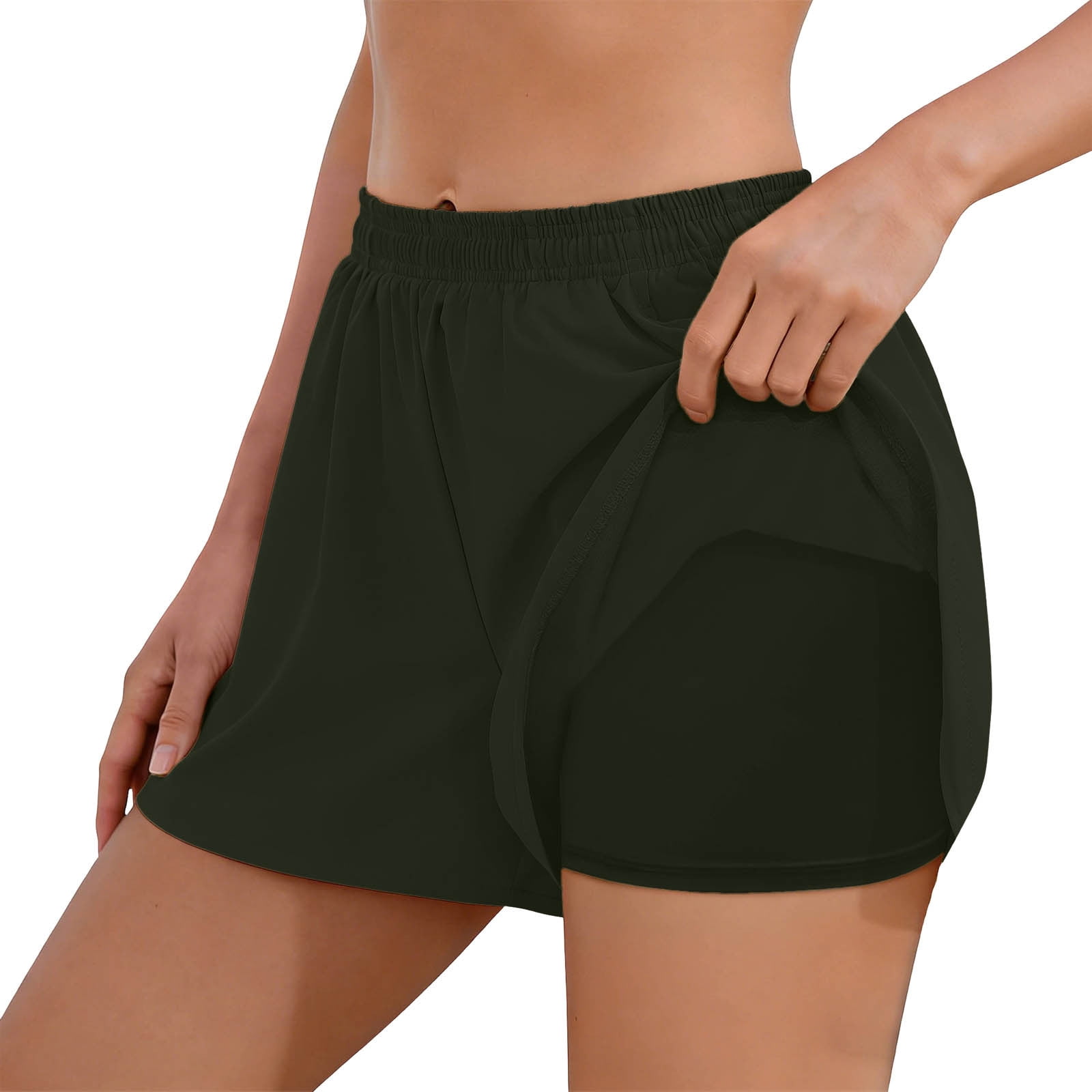 Biker Shorts For Women Summer Running Layered Pocket Yoga Gym Training ...