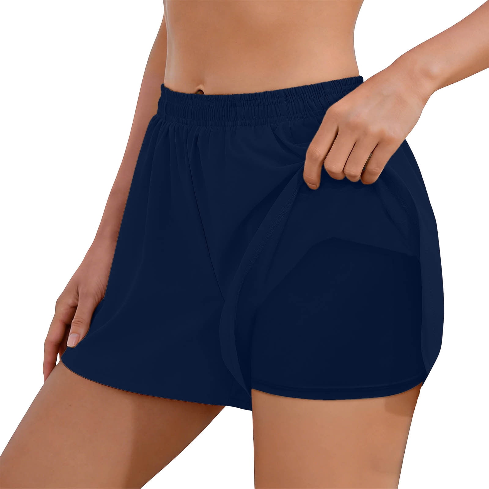 Biker Shorts For Women Summer Running Layered Pocket Yoga Gym Training ...