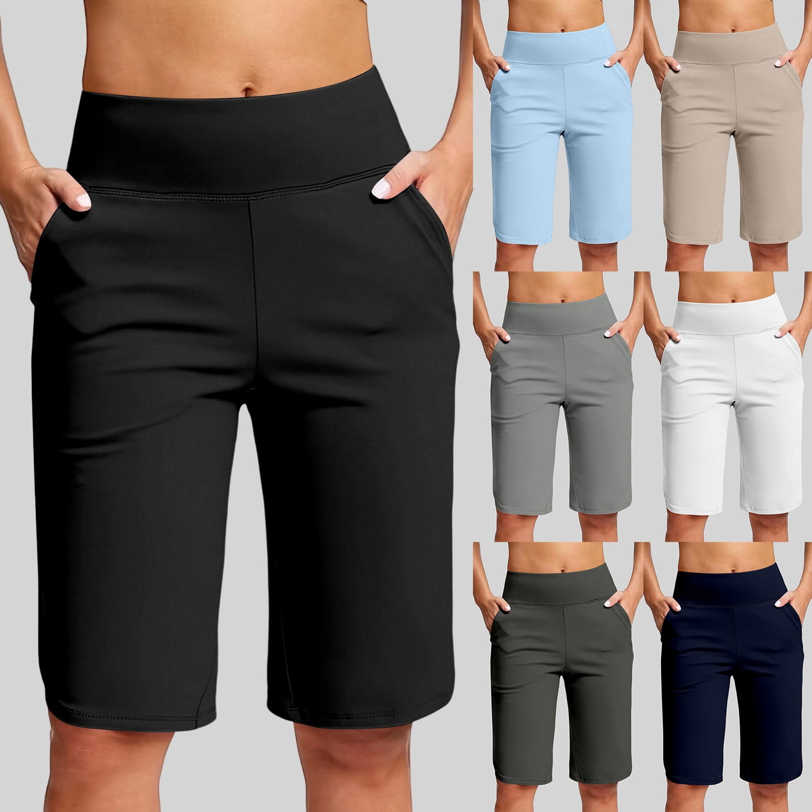 Biker Shorts Women With Pockets High Waisted Workout Spandex Tummy ...