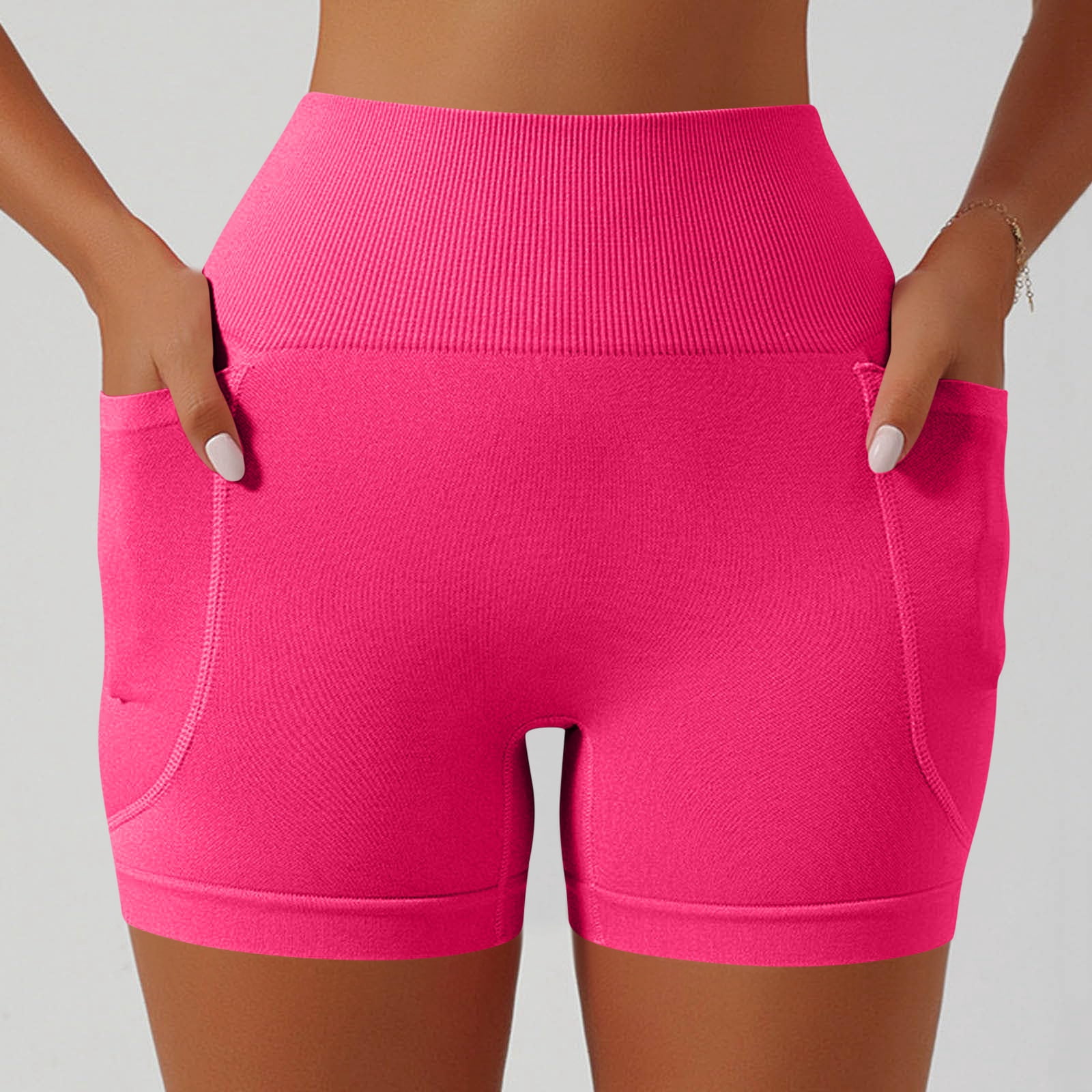 Biker Shorts Women with Deep Pockets High Waist Seamless Tummy Control ...