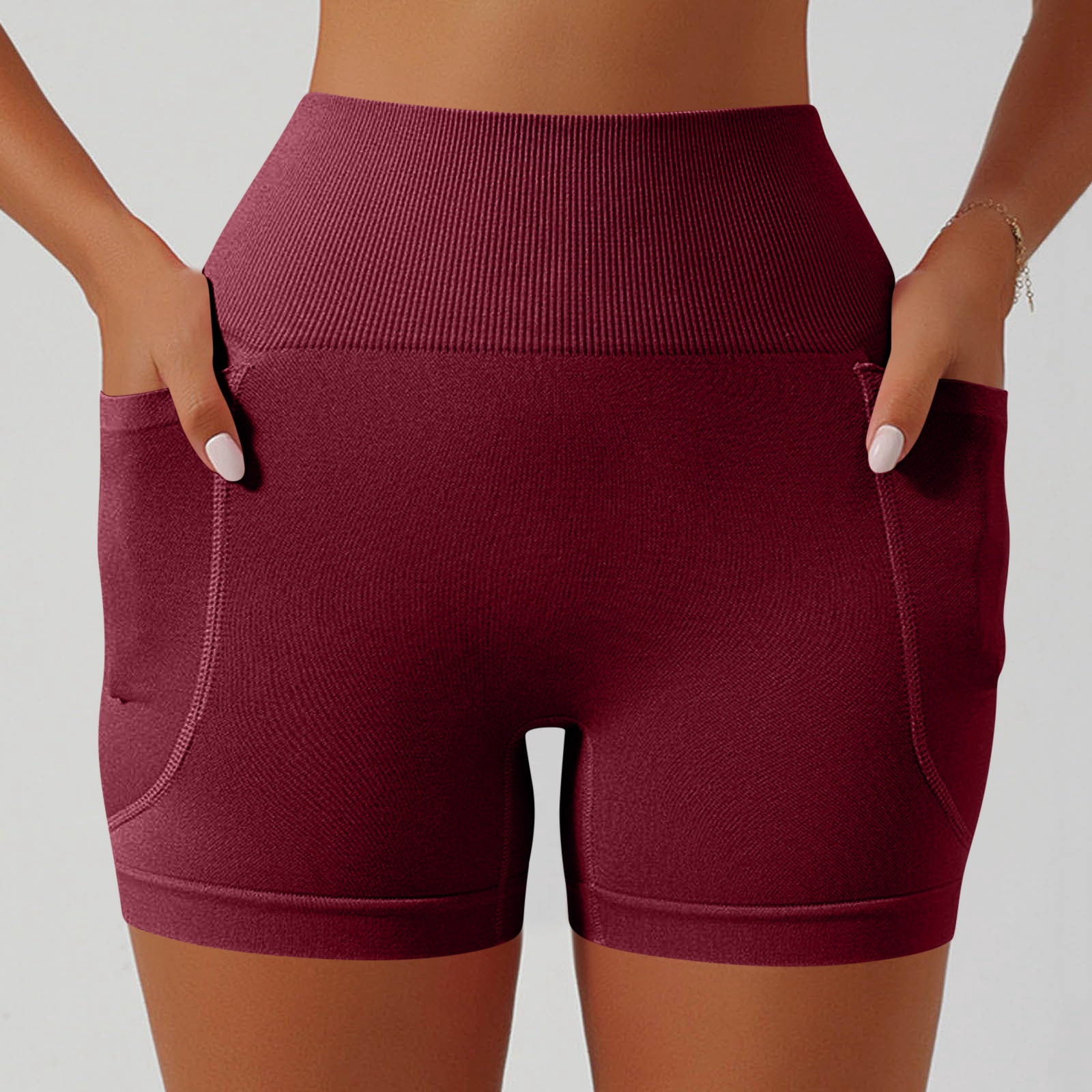 Biker Shorts Women with Deep Pockets High Waist Seamless Tummy Control ...