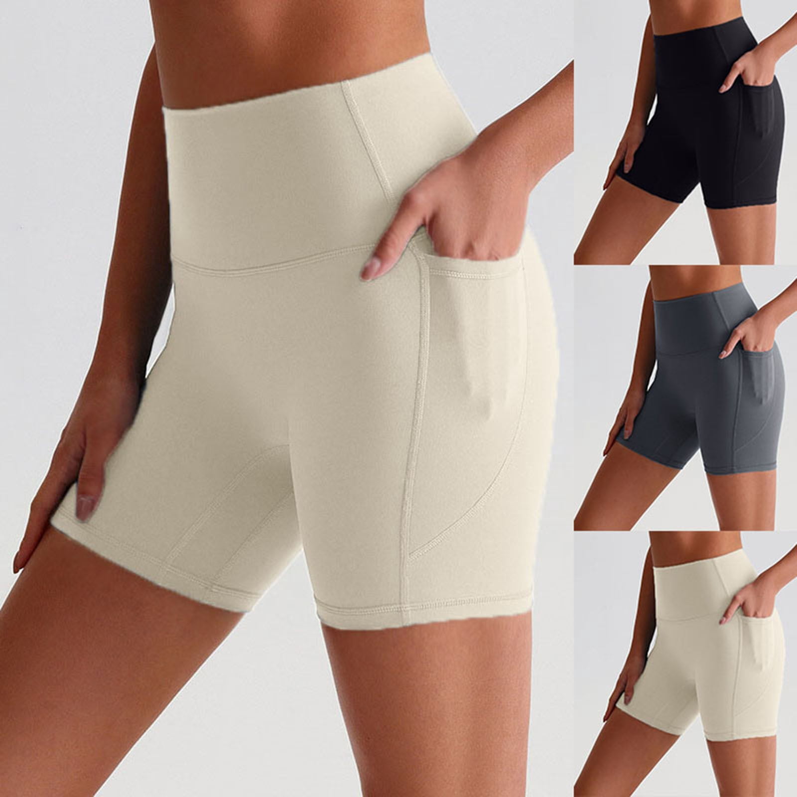 Biker Shorts Women with Pockets High Waisted Gym Workout Spandex Shorts ...