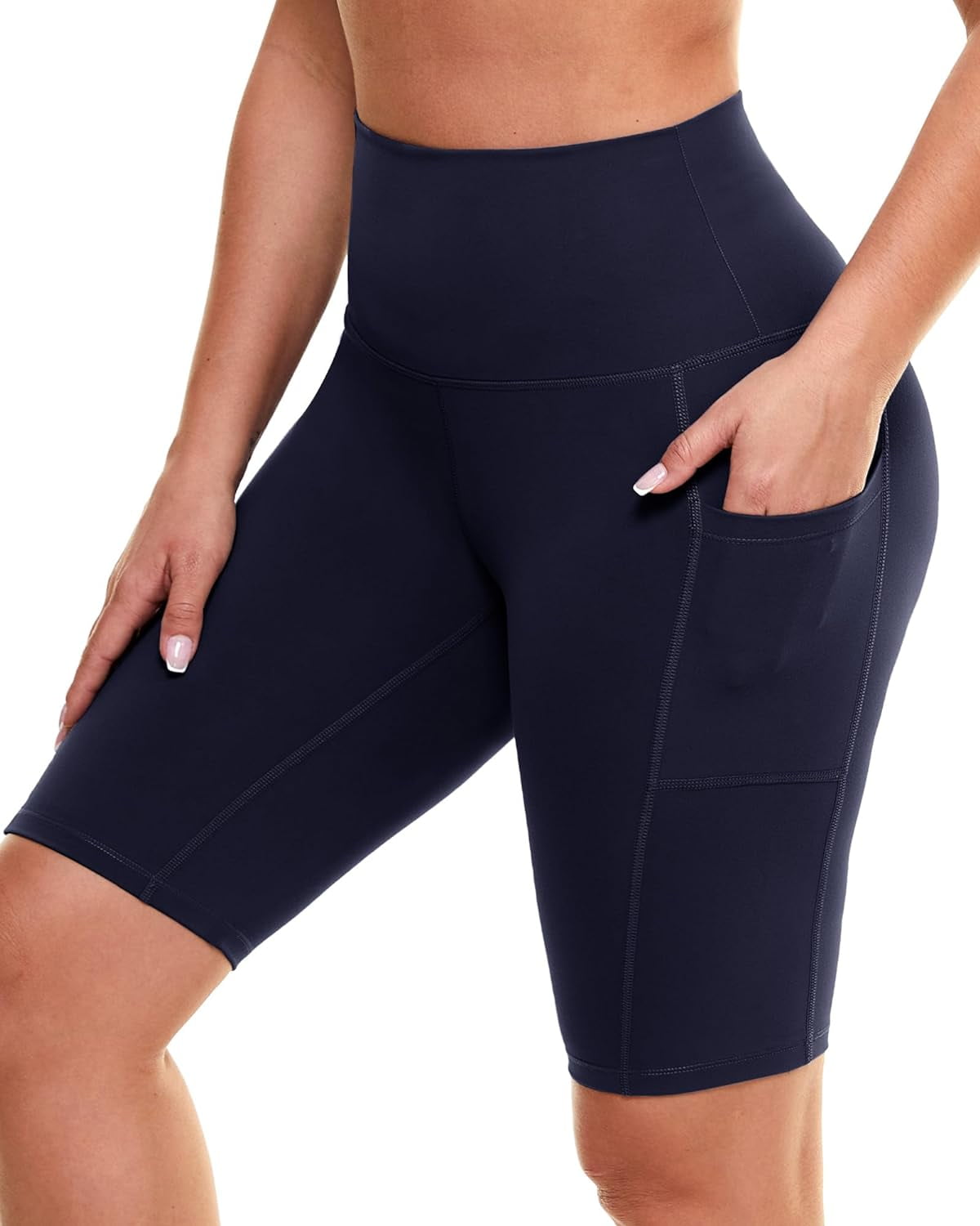 Biker Shorts for Women with Pockets - 8" Workout High Waisted Tummy ...
