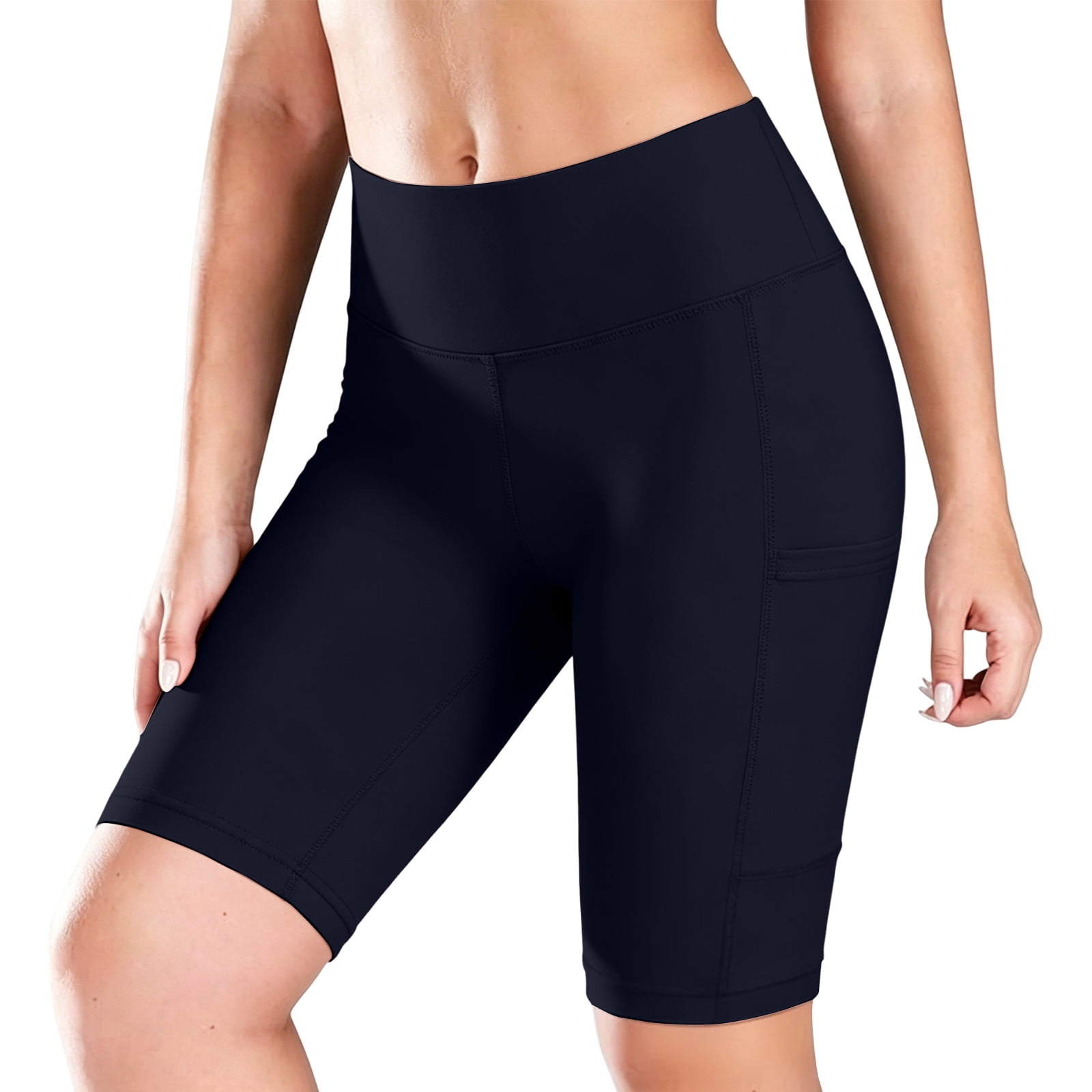 Biker Shorts for Women with Pockets Booty High Waisted Black Spandex ...