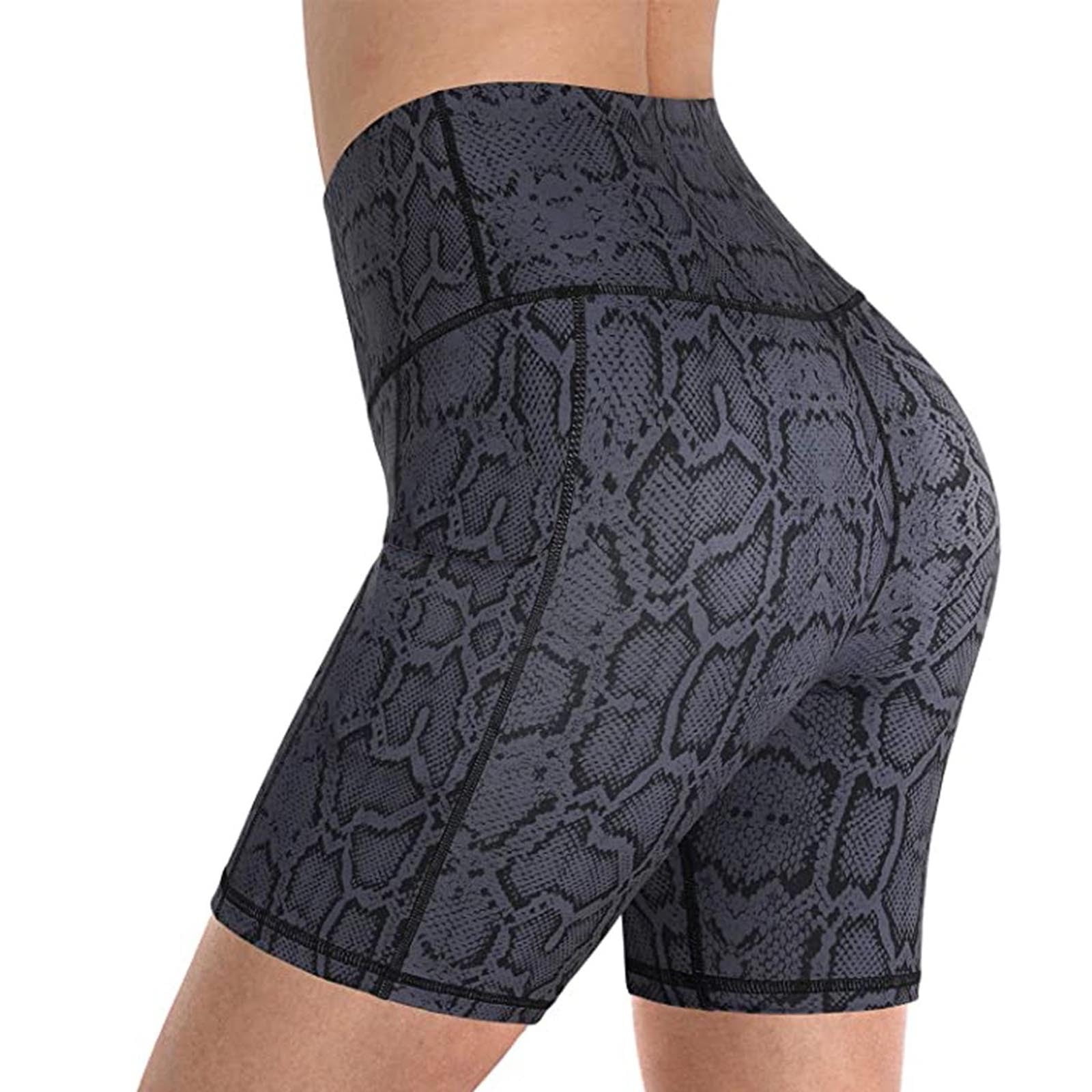 Biker Shorts For Women With Pockets Buttery Soft High Waisted Leopard