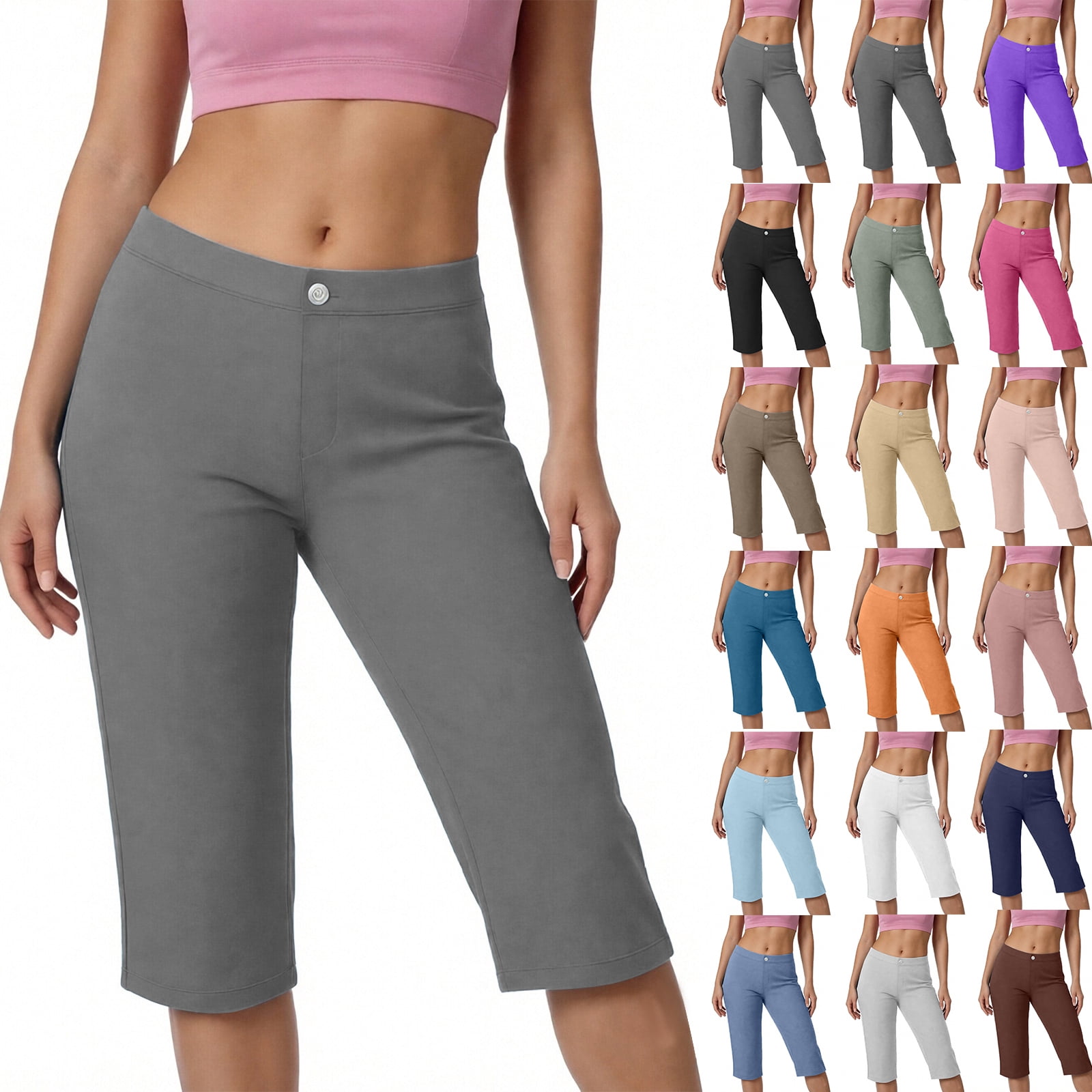 Biker Shorts for Womens Knee Length Yoga Workout High Waisted Leggings ...