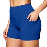 Biker Shorts with Pockets No Front Seam High Waist Womens Workout ...