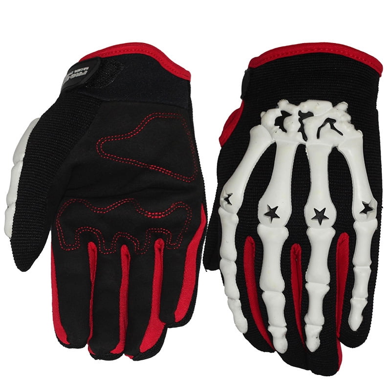 Biker Skeleton Bone Gloves Racing Cycling Motorcycle Mechanics Goth ...
