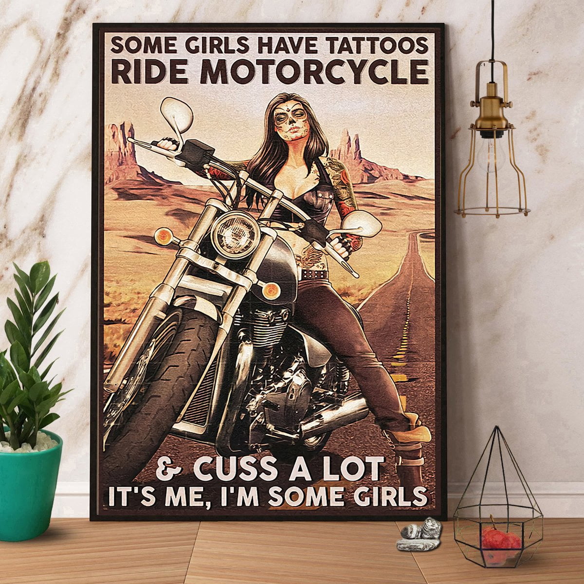 Biker Some Girls Have Tattoos Ride Motorcycle Paper Poster No Frame ...
