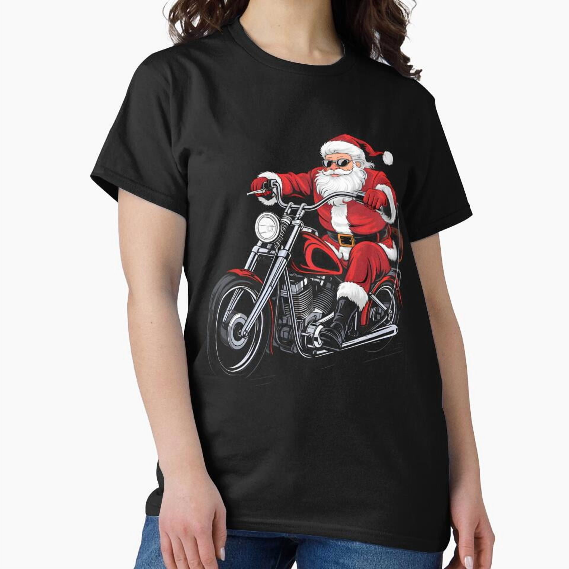 Biker St. Nick Claus Motorcycle Rider Funny Christmas Chopper Art H5783 ...