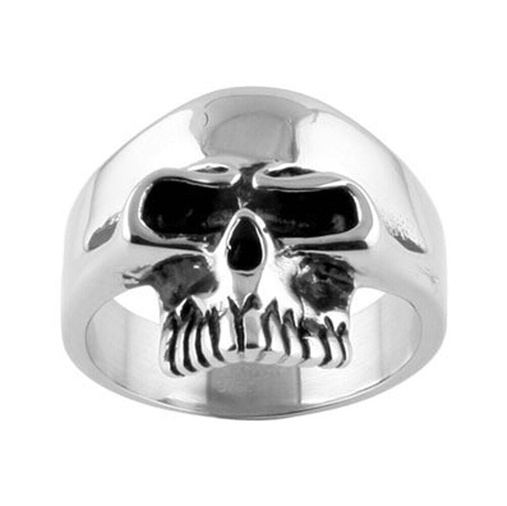 Biker Style - Smooth Skull Ring / Biker Ring - Gothic Motorcycle Rings ...