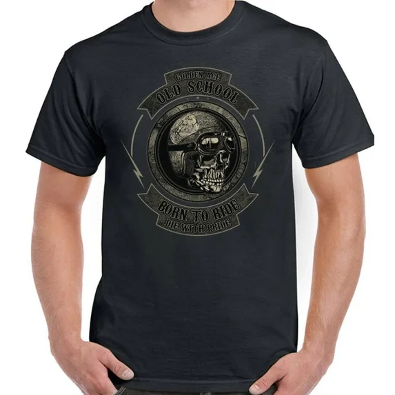 Biker T-Shirt Motorcycle Cafe Racer Bike Mens Womens Old School Born To ...