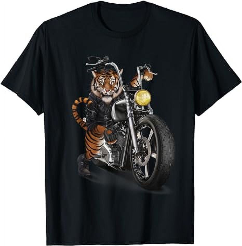 Biker Tiger Riding Chopper Motorcycle T-Shirt - Walmart.com