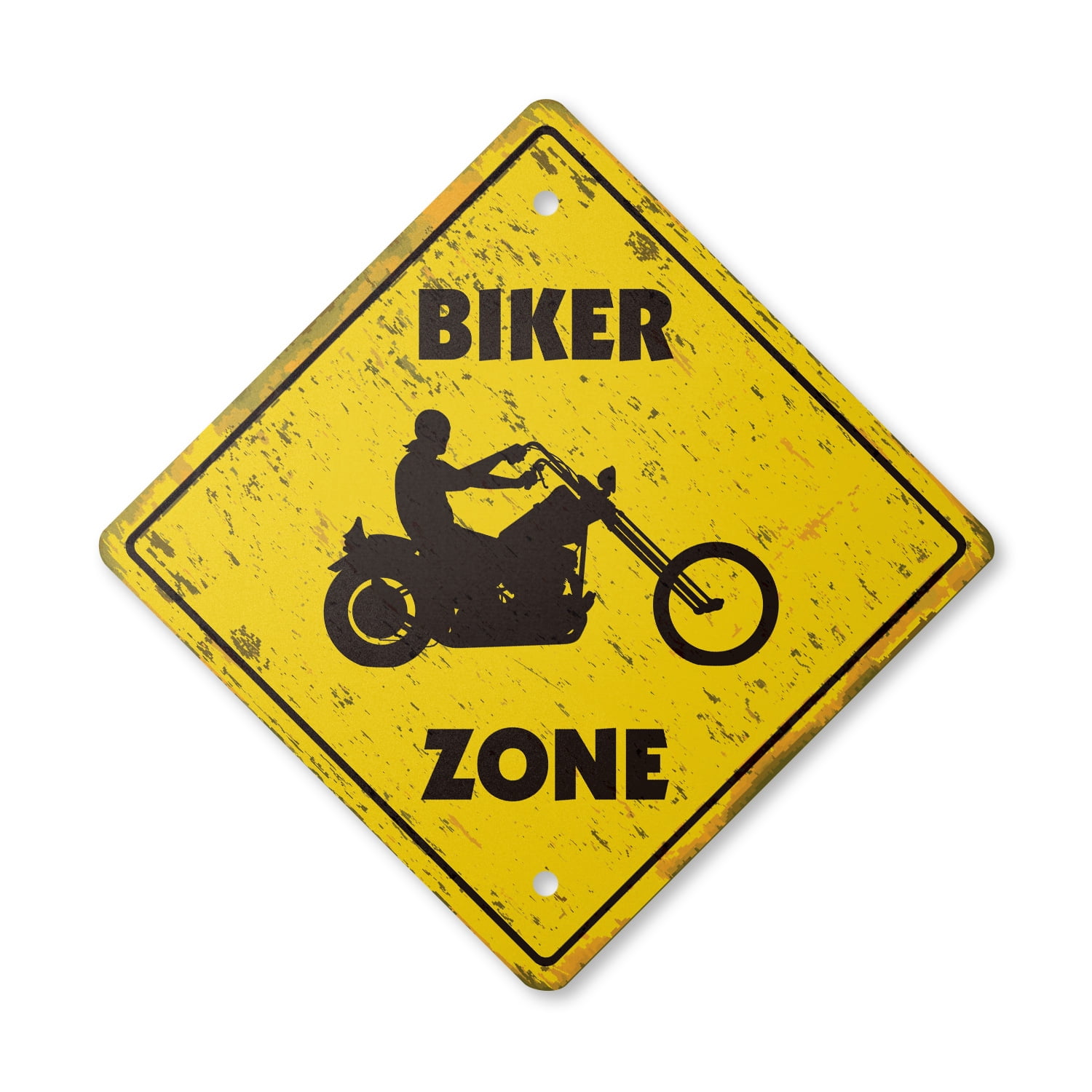 Biker Vintage Crossing Sign Zone Xing | Indoor/Outdoor Plastic | 17 ...
