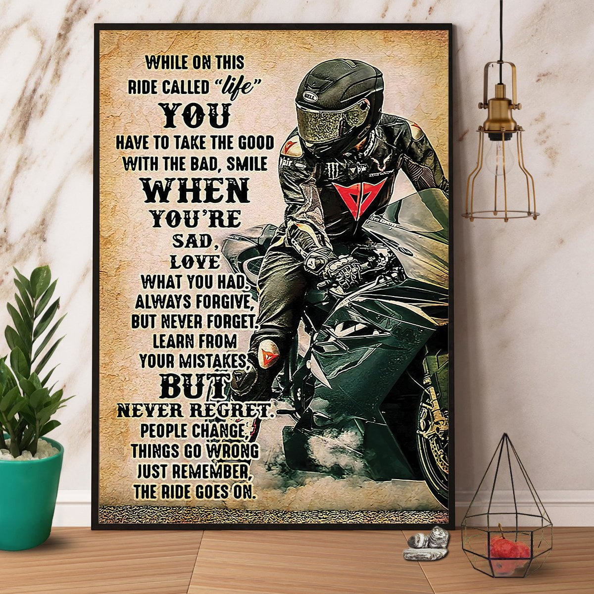 Biker While On This Ride Called Life Satin Portrait Paper Poster No ...