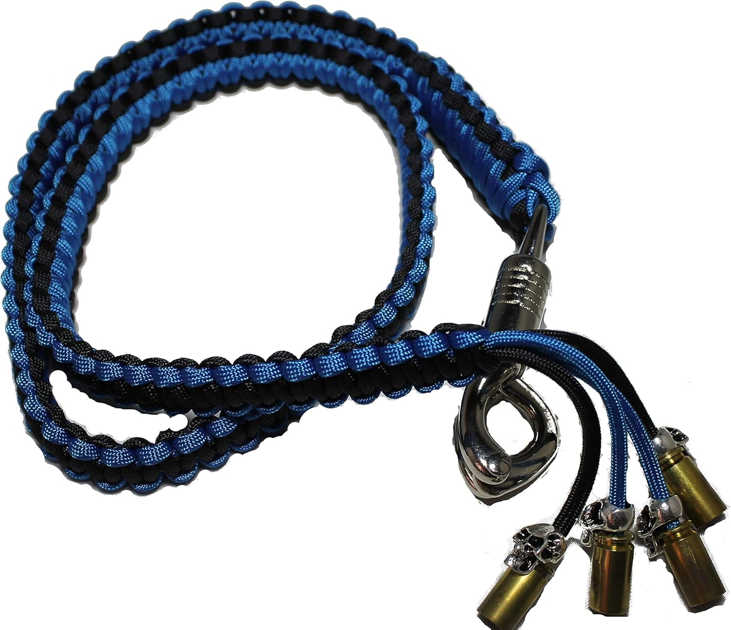 Biker Whip Get Back 30 inch Black and Blue Silver Punisher Skulls .45 ...