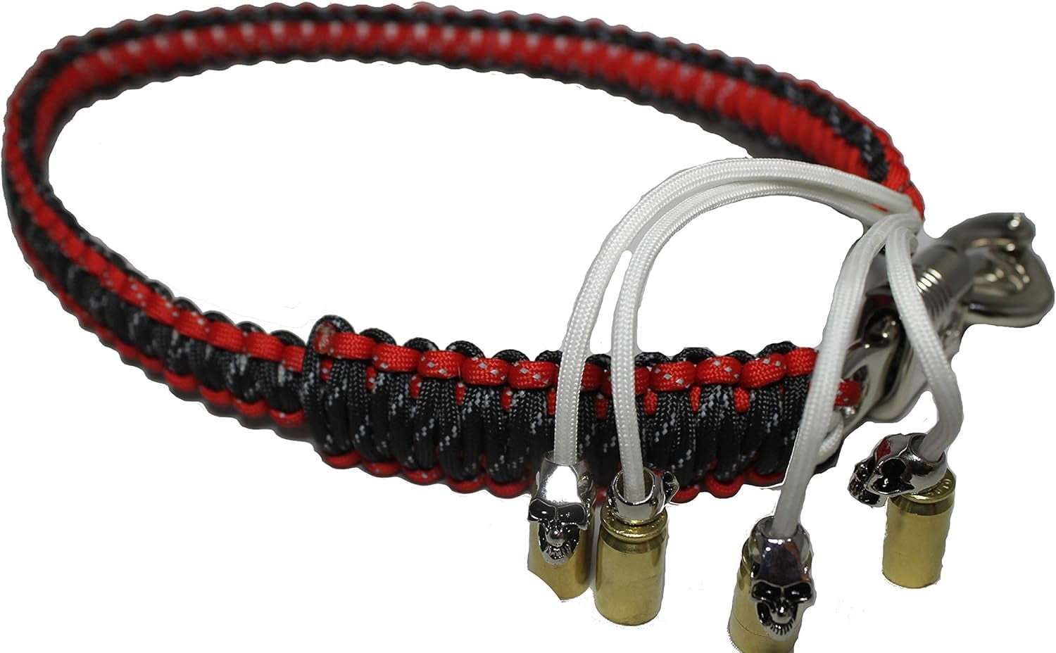 Biker Whip get Back 36" Black and red Reflective with White core Silver ...