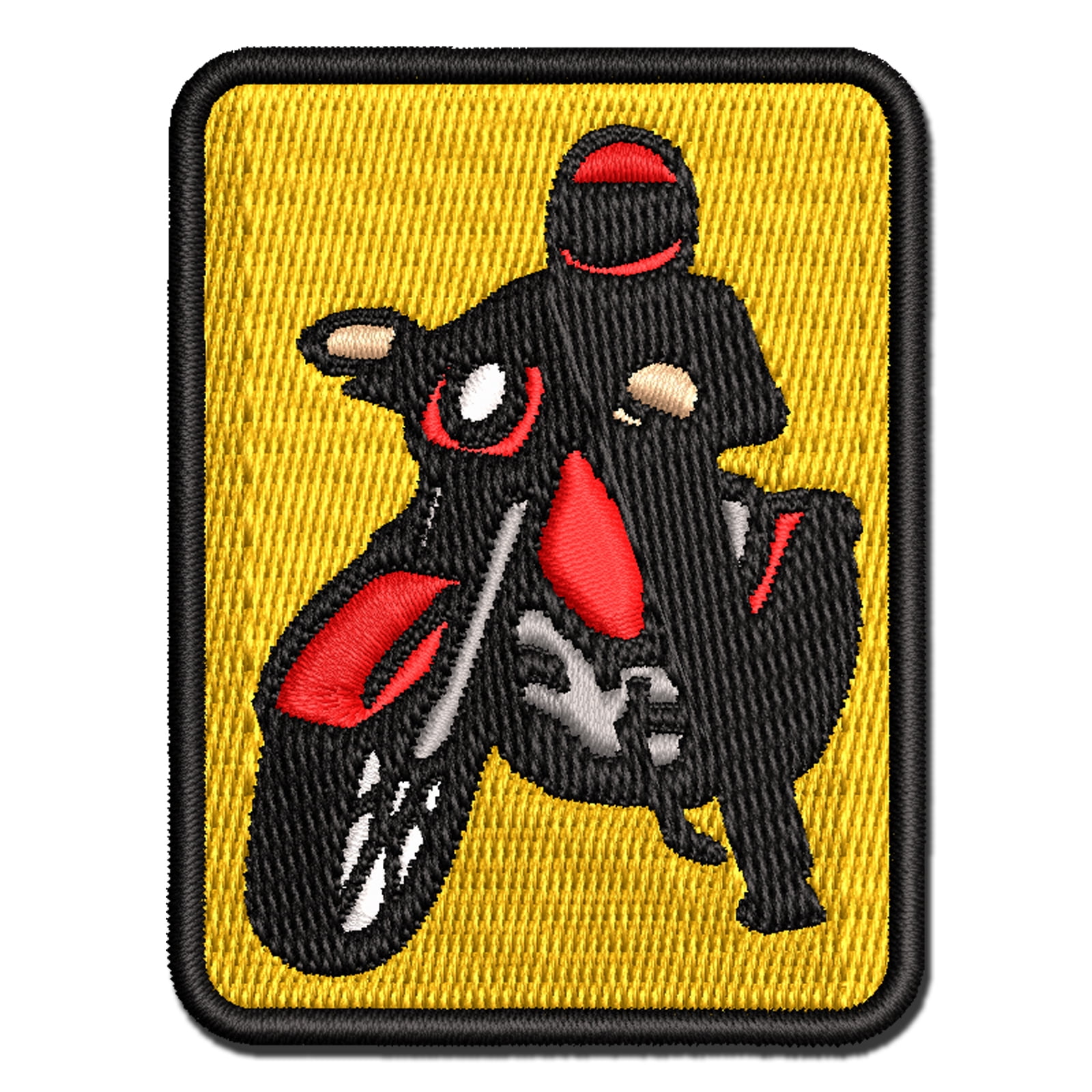 Biker on Motorcycle Applique Multi-Color Embroidered Hook & Loop Patch ...