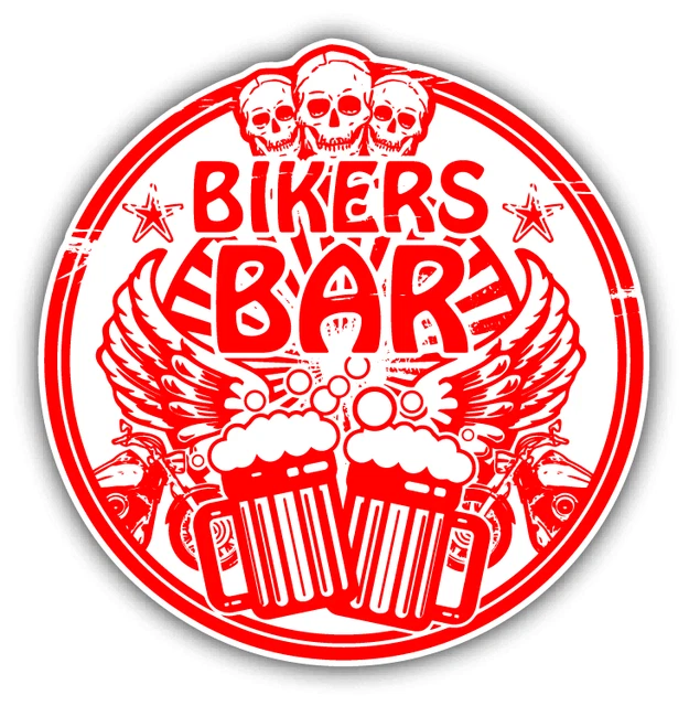 Bikers Bar Skull Beer Grunge Rubber Stamp Auto Moto Car Sticker Phone ...