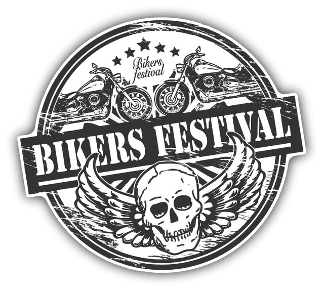 Bikers Festival Skull Grunge Stamp Auto Moto Car Sticker Phone Decal ...