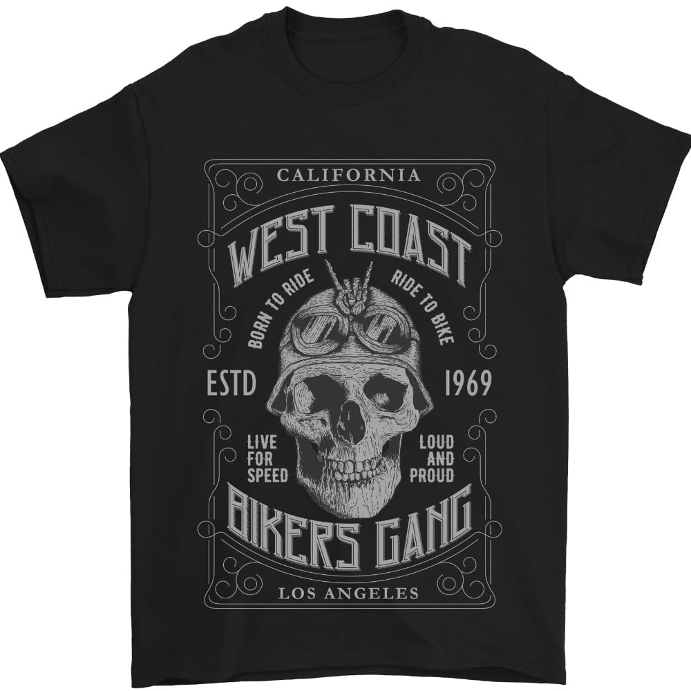 Bikers Gang Motorcycle Motorbike Skull Rock Mens T-Shirt 100% Cotton ...