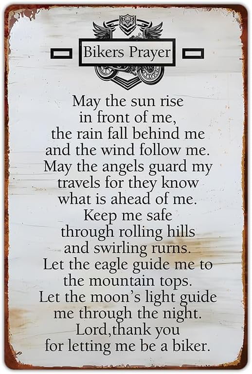 Bikers Prayer Metal Sign - A Protector and Guide for Motorcycle Riders ...