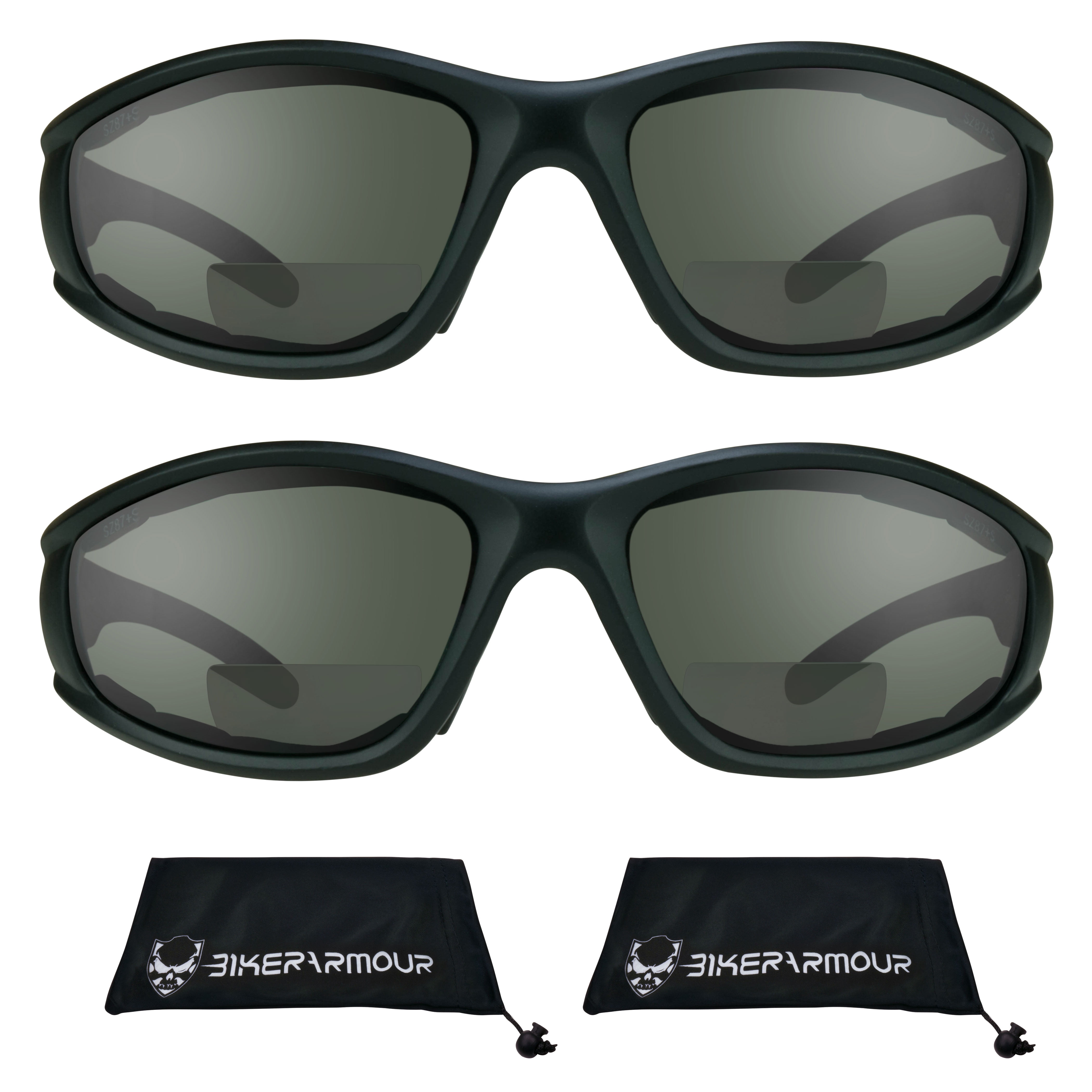 Bikershades BIFOCAL Motorcycle Safety Glass Z87 Gray Sport Wrap Men ...